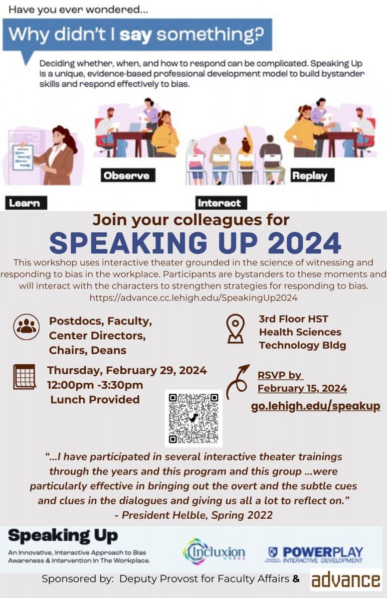 Speaking Up to Bias- Faculty Session | Lehigh University ADVANCE